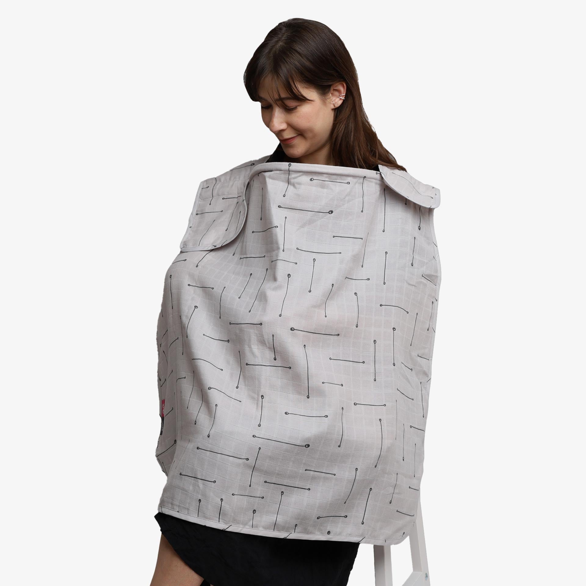 סינר הנקה טטרה פסים אפור על בג' – Shilav