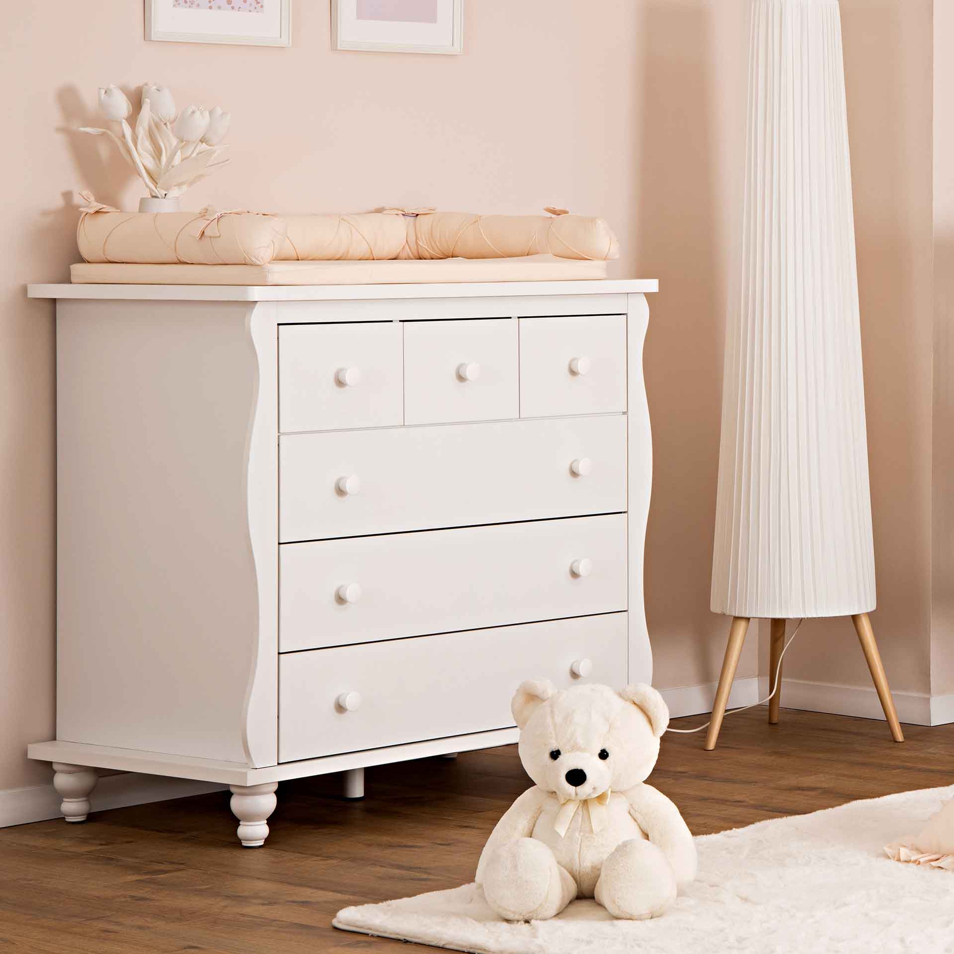 שידת תינוק דגם רומא 1.0 לבן – Shilav